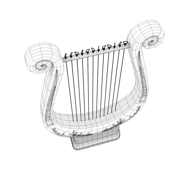 antique lyre obj