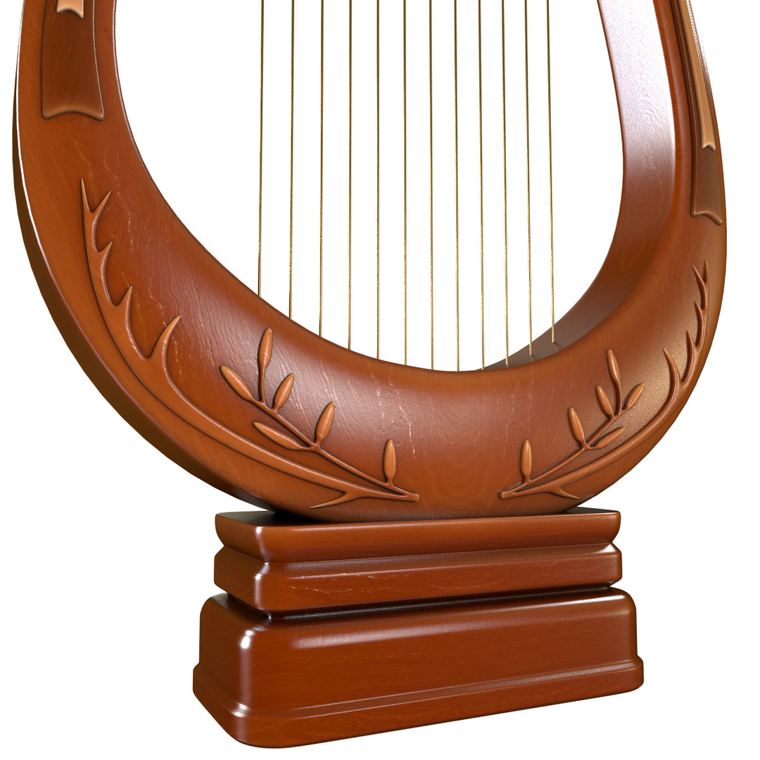 antique lyre obj