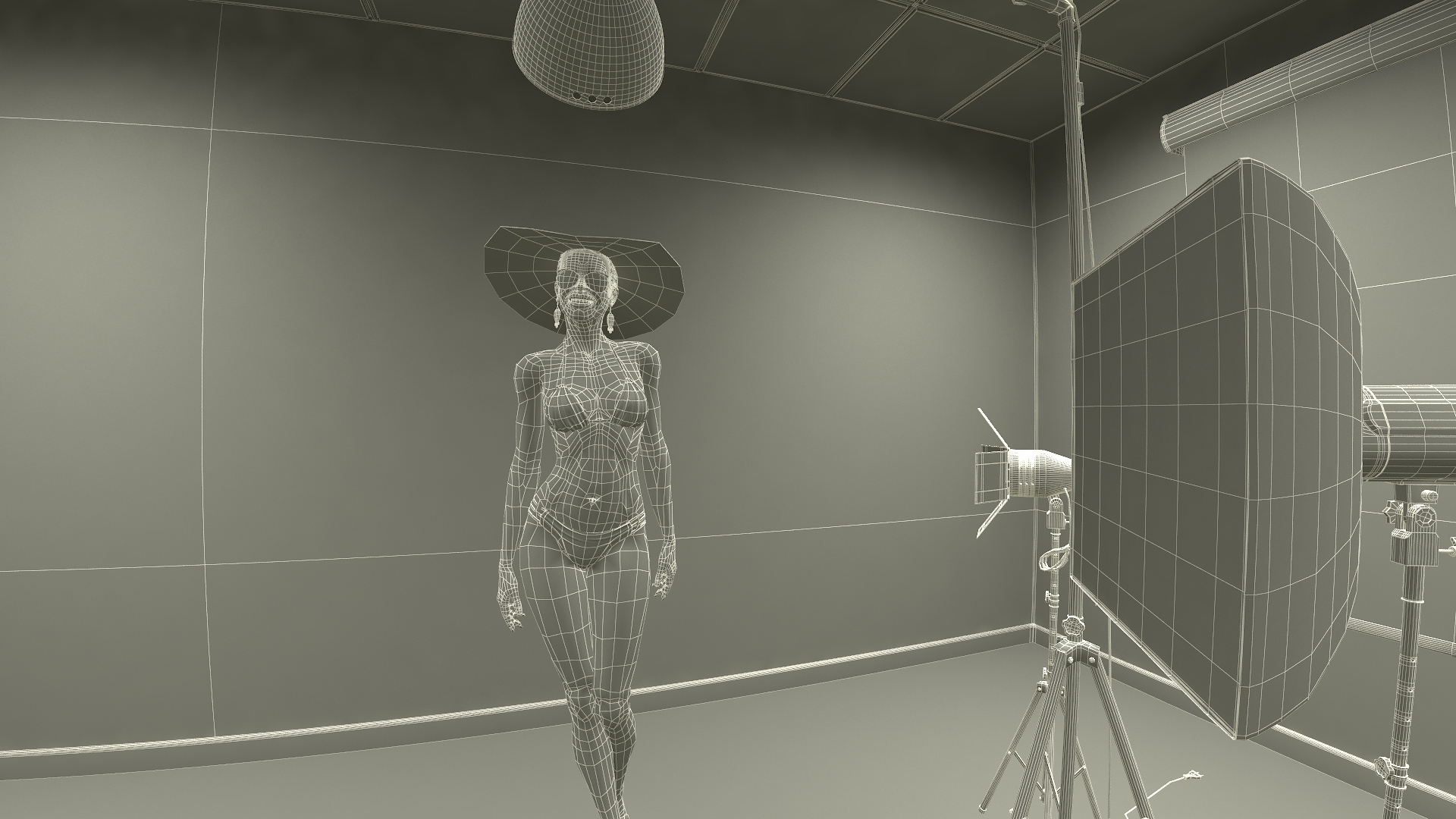 Dark Skinned Girl In Swimwear At Photo Studio Setting Model ...