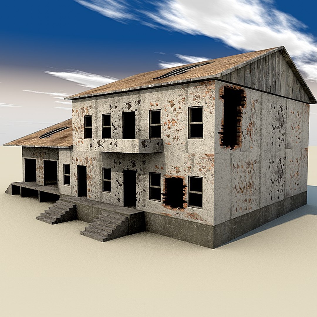 3d Model Weathered Houses Building