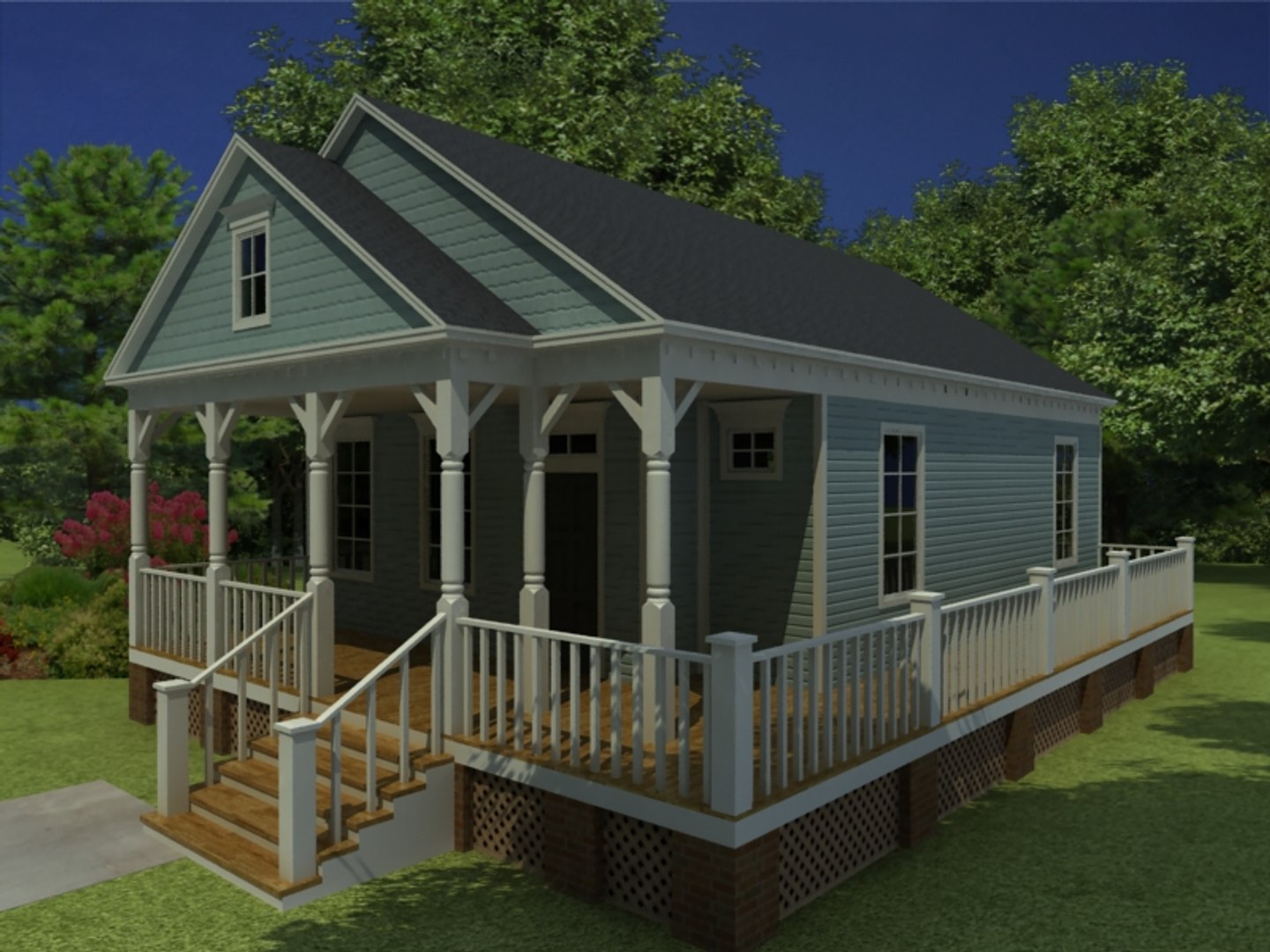 5 Cottage Homes 3d Model