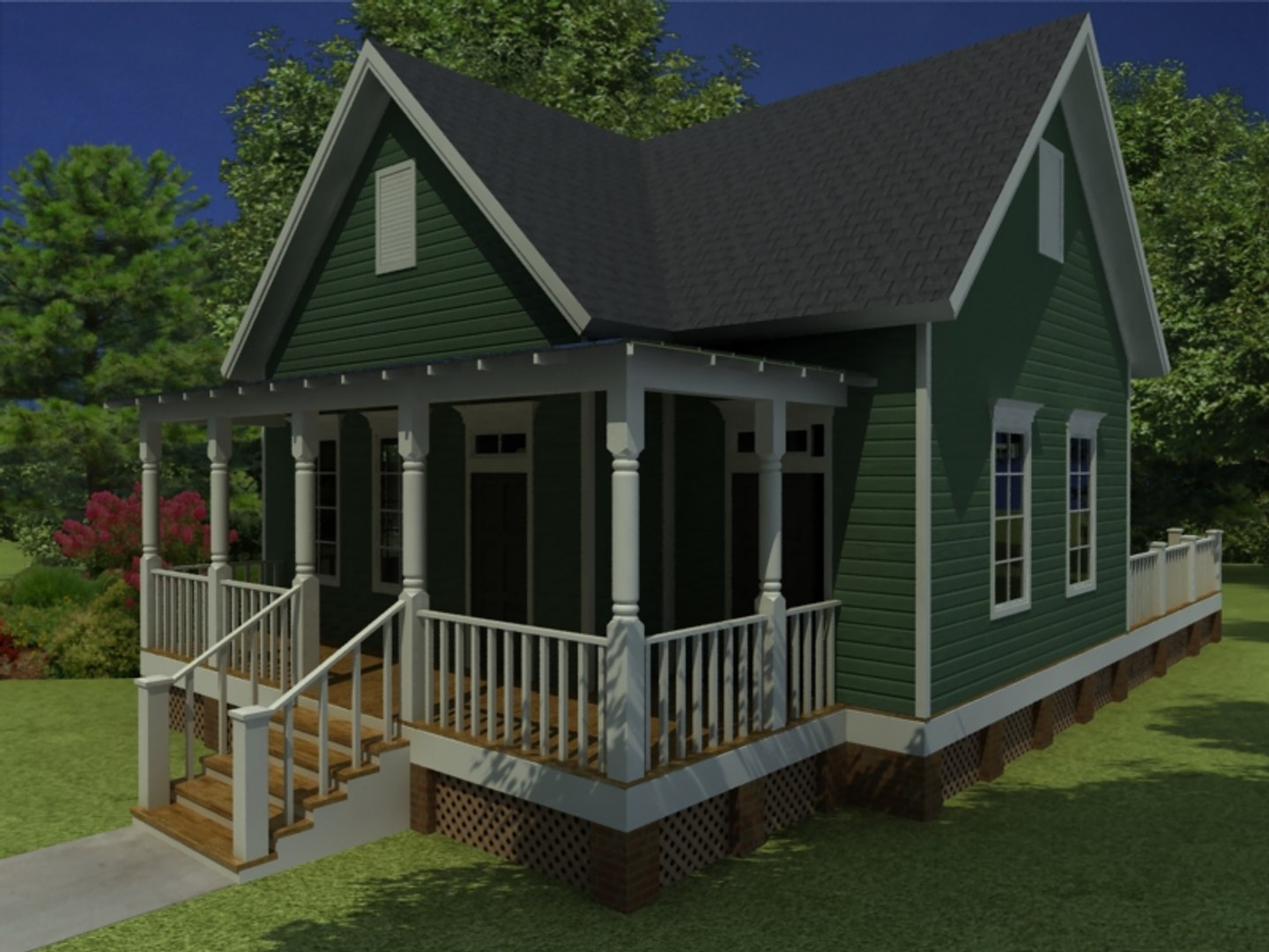 5 Cottage Homes 3d Model