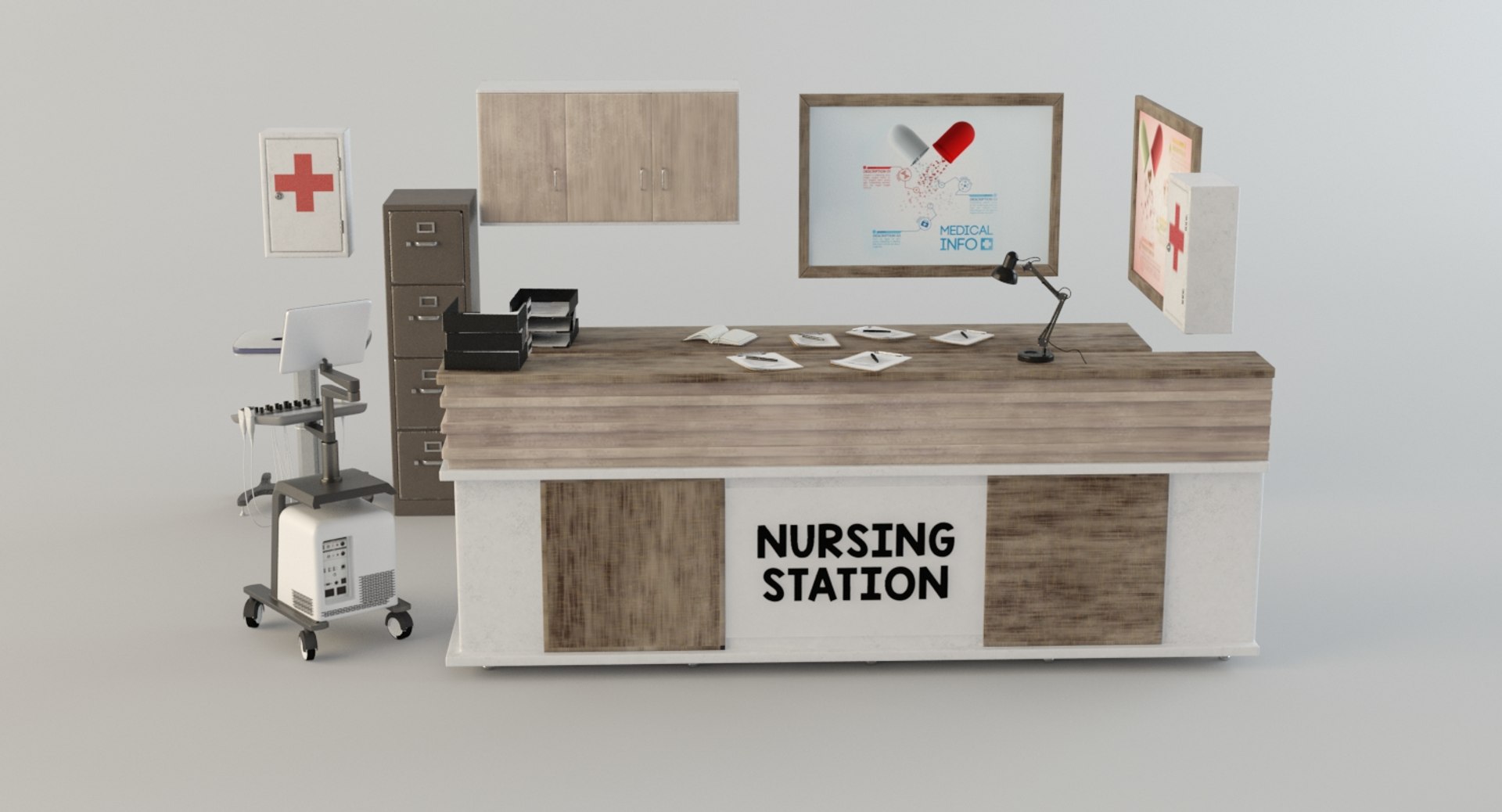 3D nursing station - TurboSquid 1360422