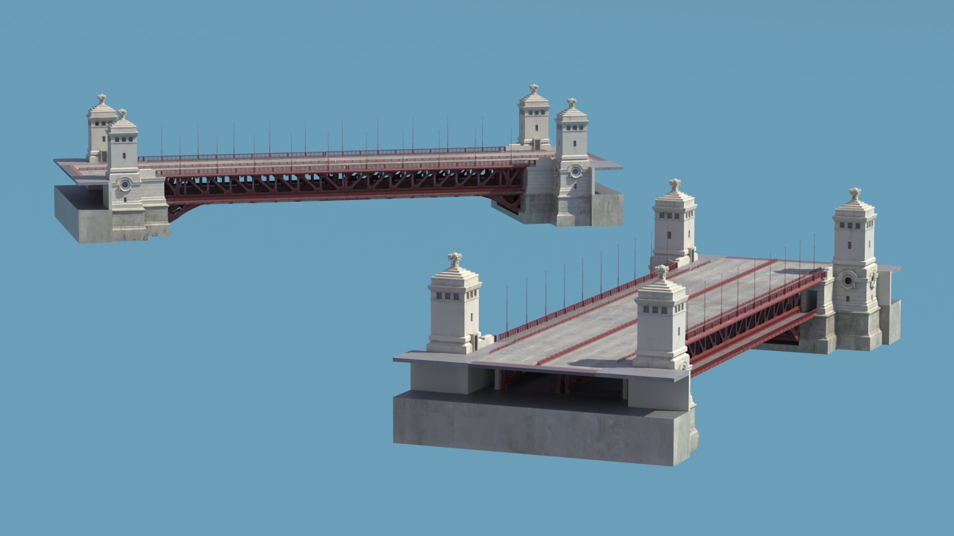3D Chicago Drawbridge Lowered - TurboSquid 2283322