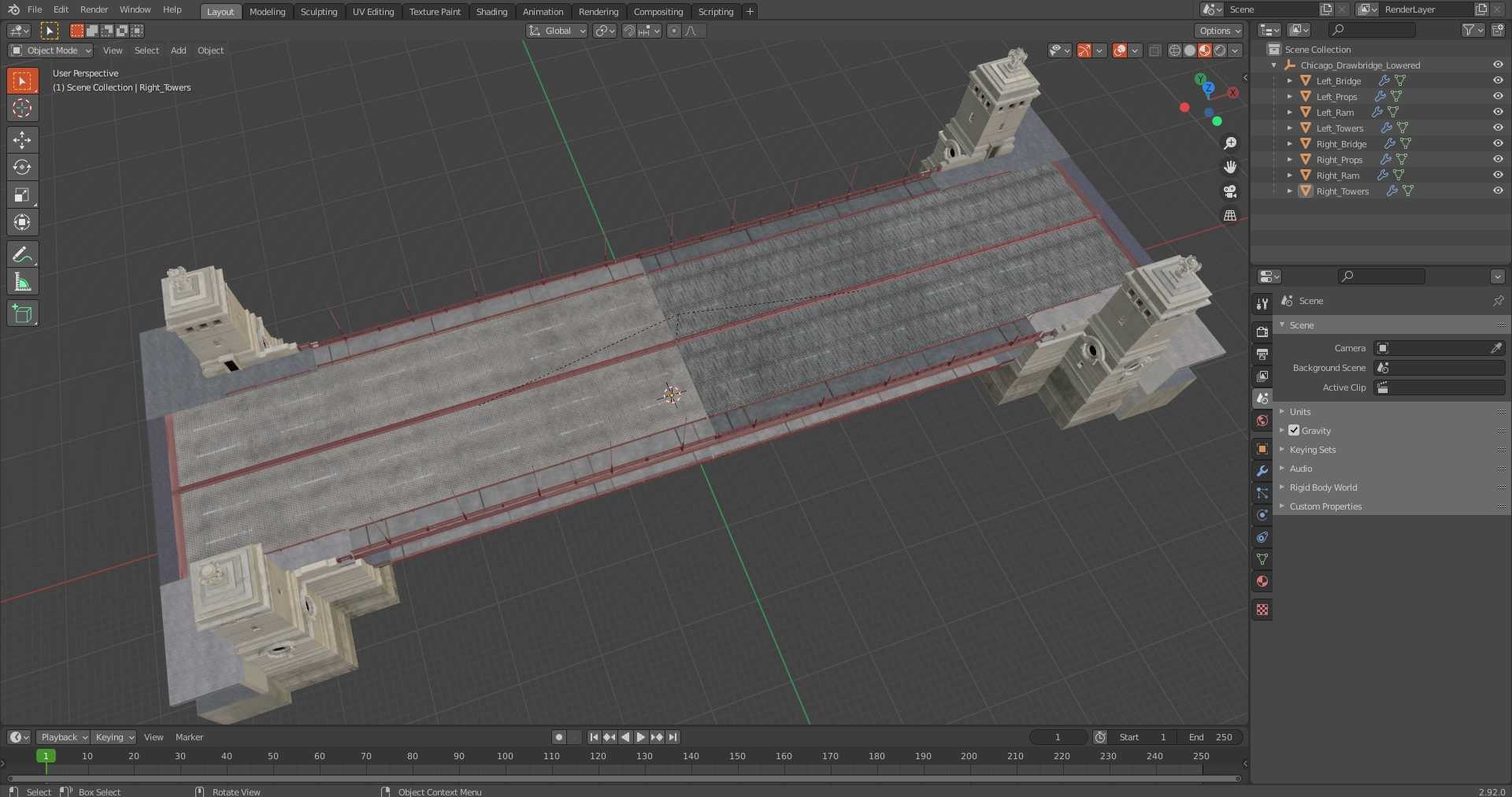 3D Chicago Drawbridge Lowered - TurboSquid 2283322