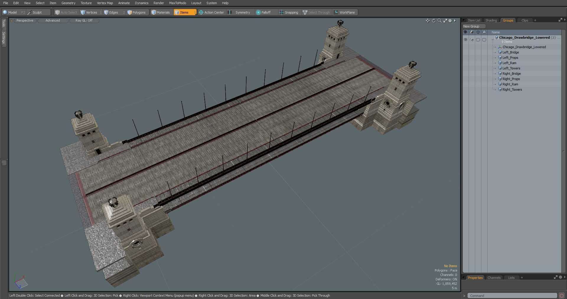 3D Chicago Drawbridge Lowered - TurboSquid 2283322