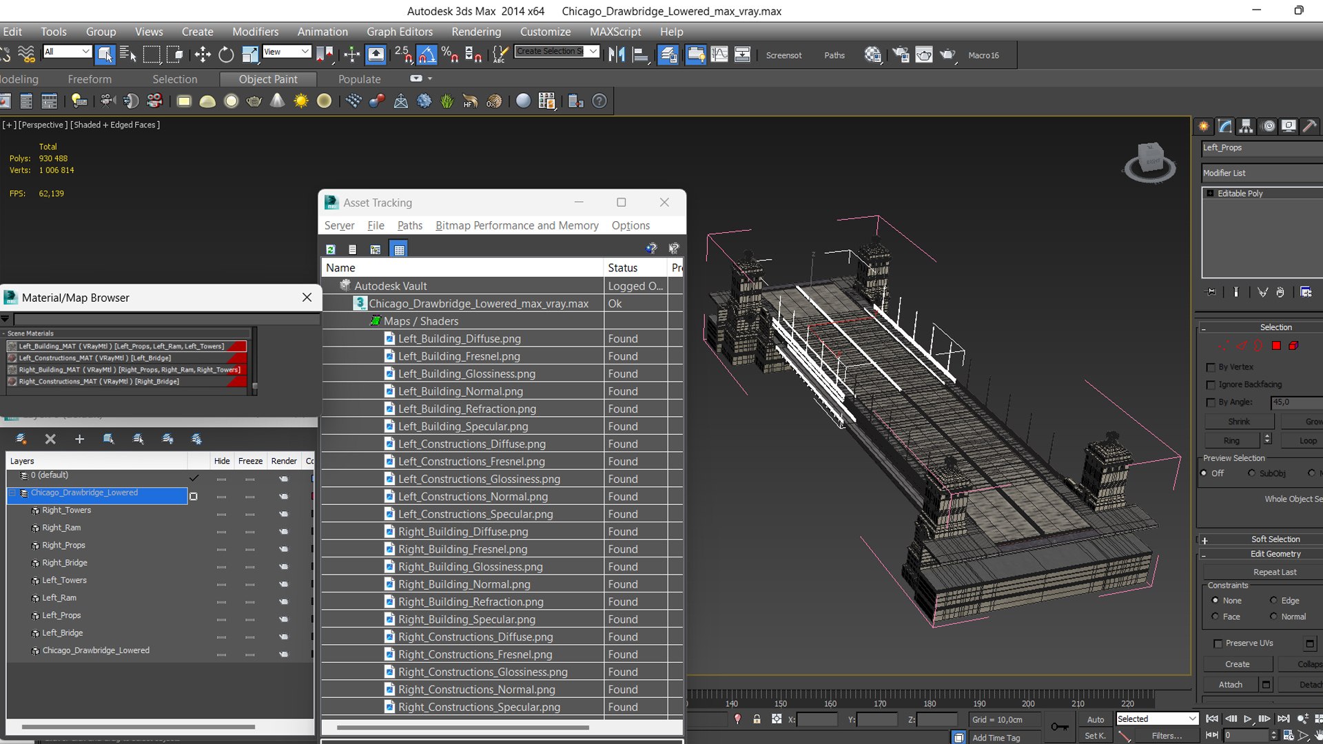3D Chicago Drawbridge Lowered - TurboSquid 2283322