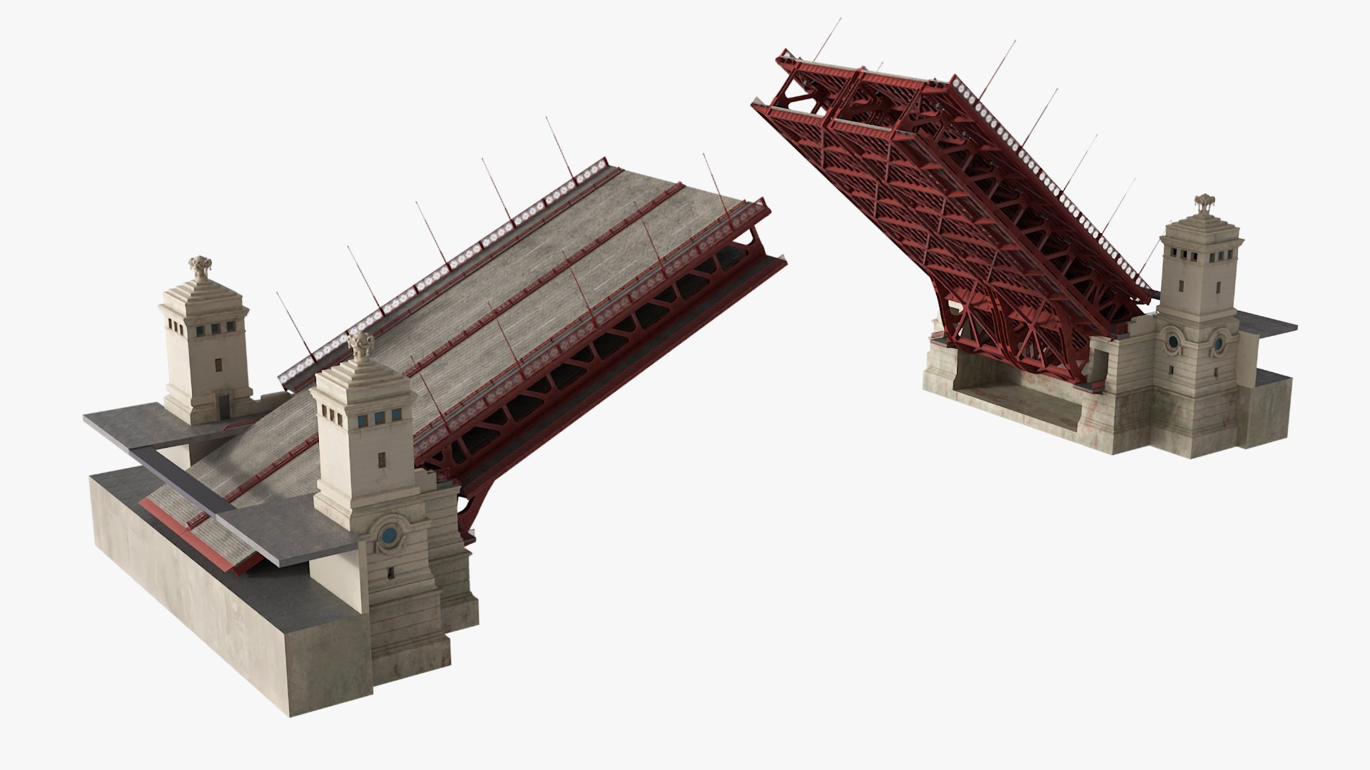 3D Chicago Drawbridge Lowered - TurboSquid 2283322