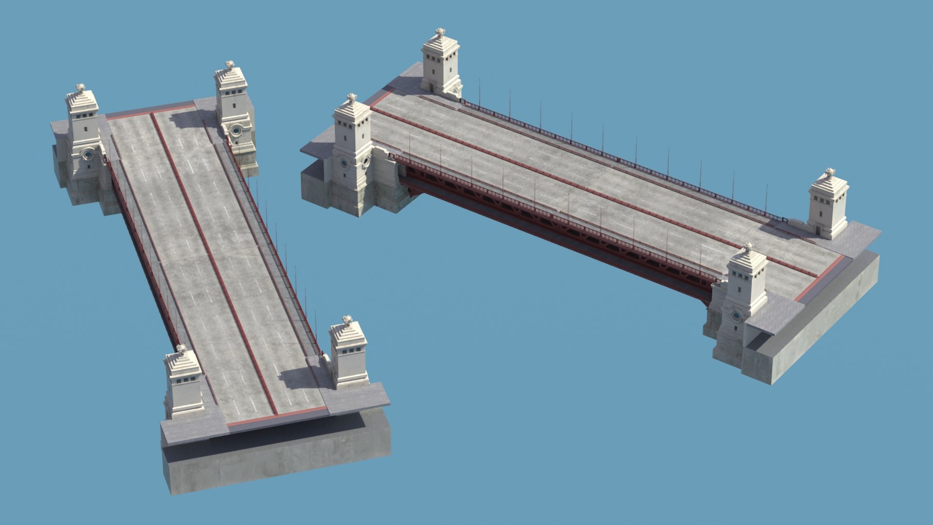 3D Chicago Drawbridge Lowered - TurboSquid 2283322