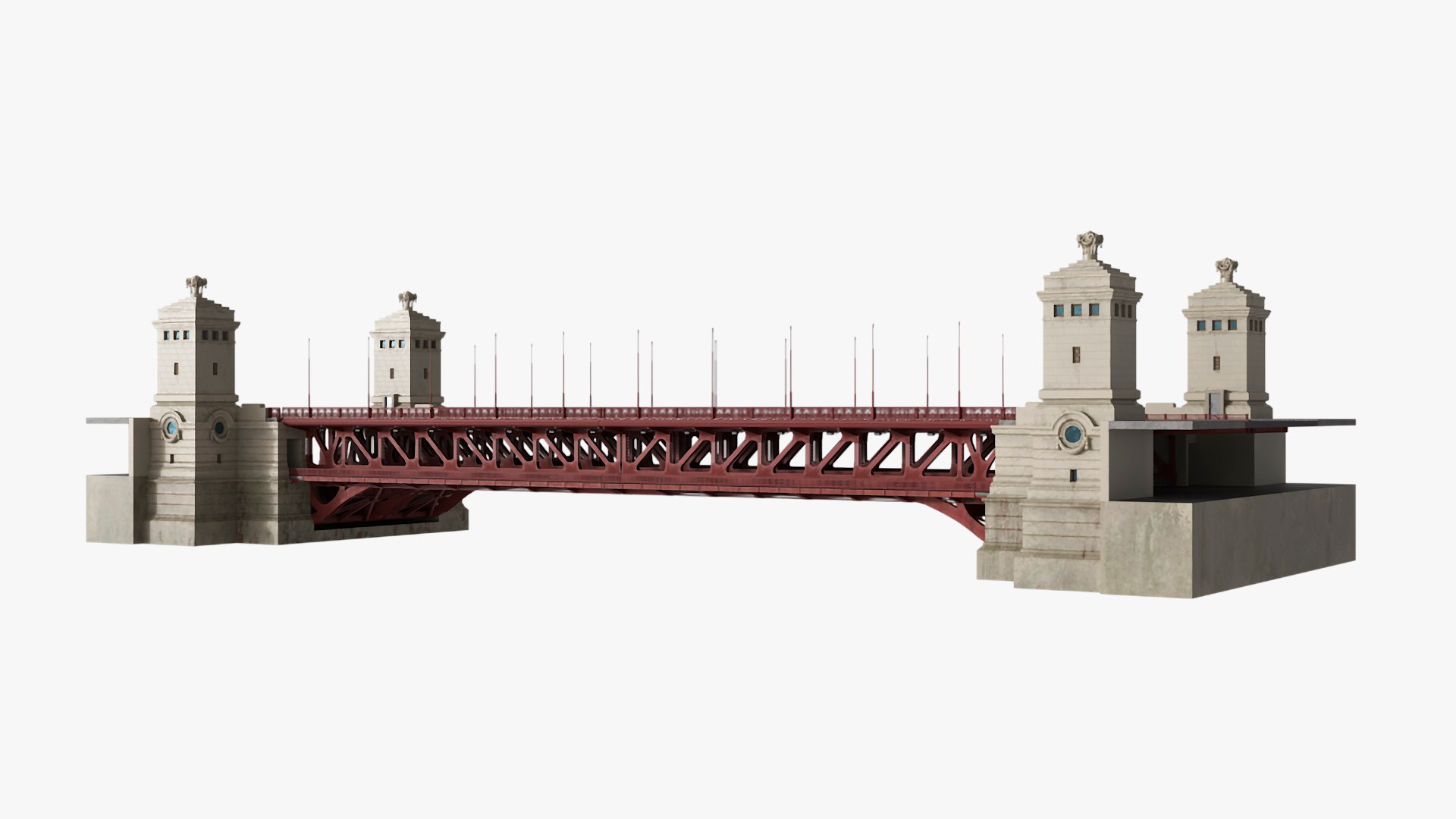 3D Chicago Drawbridge Lowered - TurboSquid 2283322