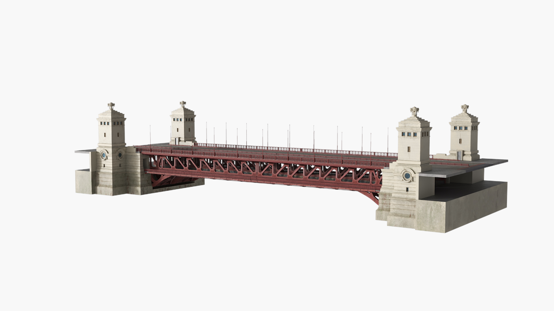3D Chicago Drawbridge Lowered - TurboSquid 2283322