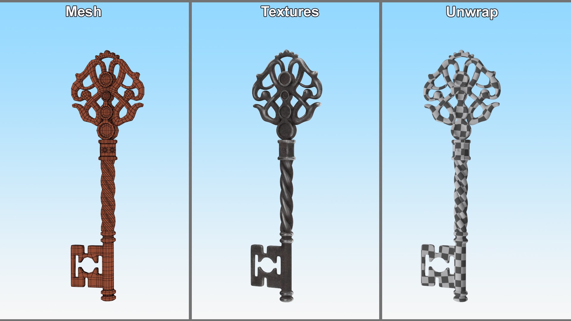 3D Model Fantasy Skeleton Key Steel - TurboSquid 2246393