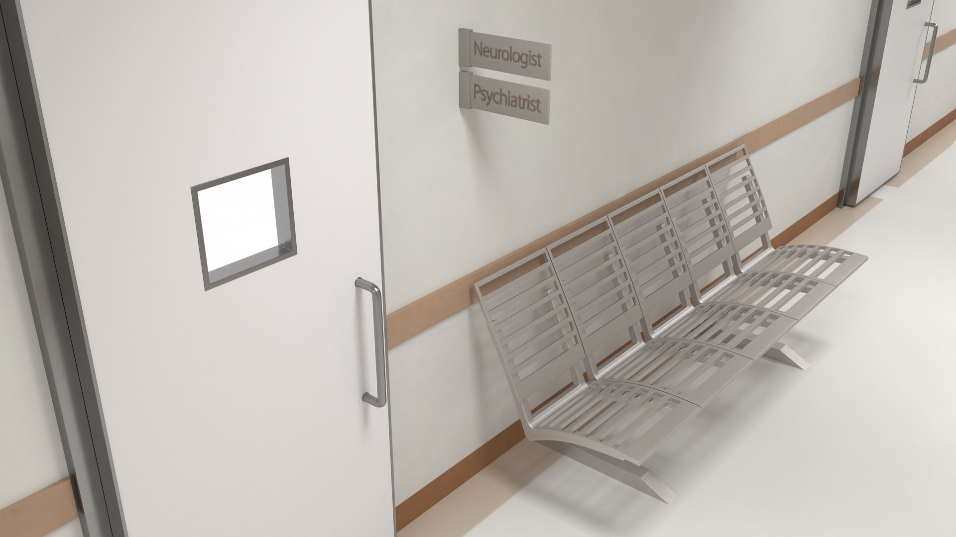 3D Hospital Hallway Straight Corridor Model - TurboSquid 2270113