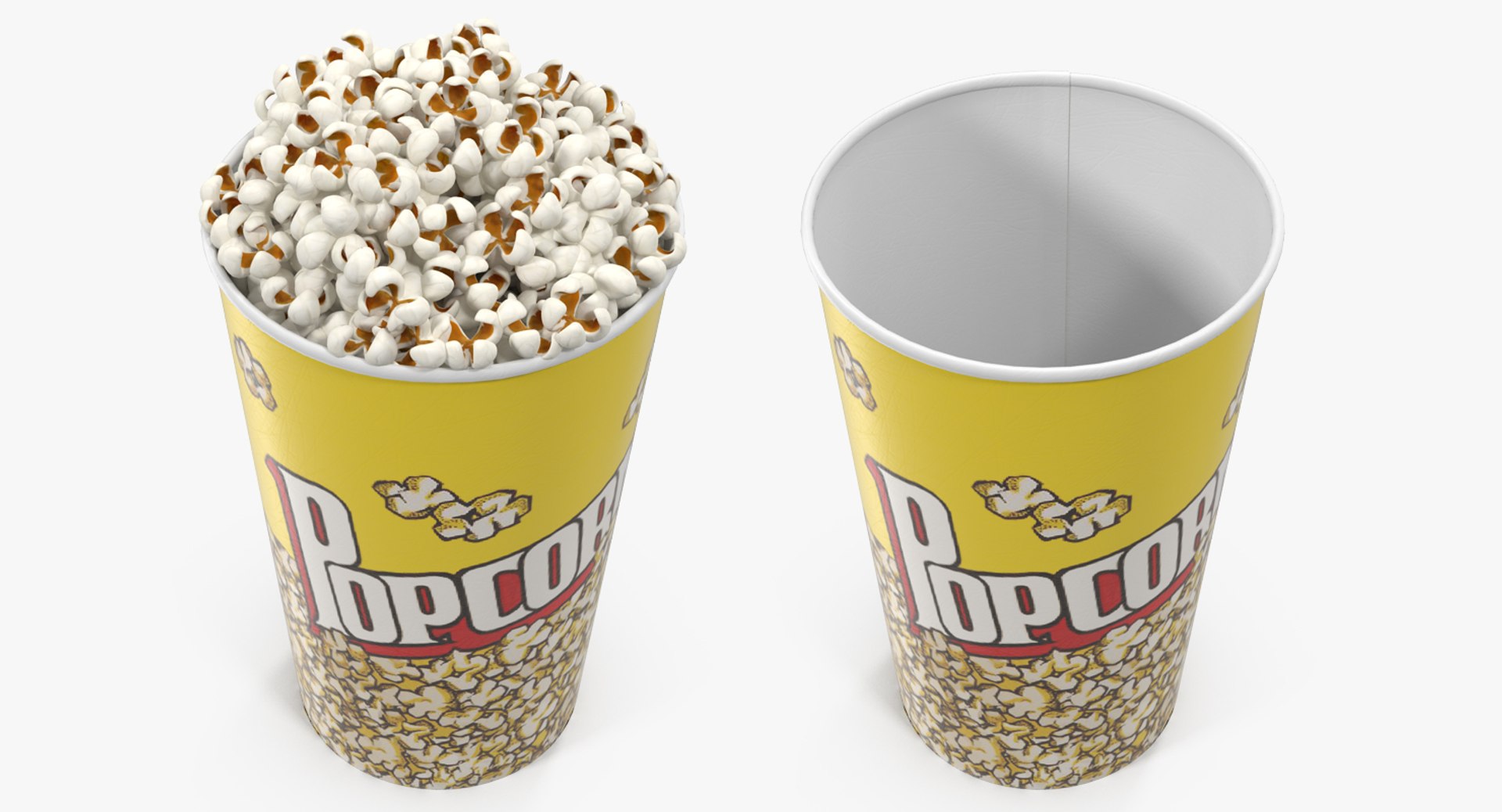 3D Medium Popcorn Bucket Popped - TurboSquid 1410138