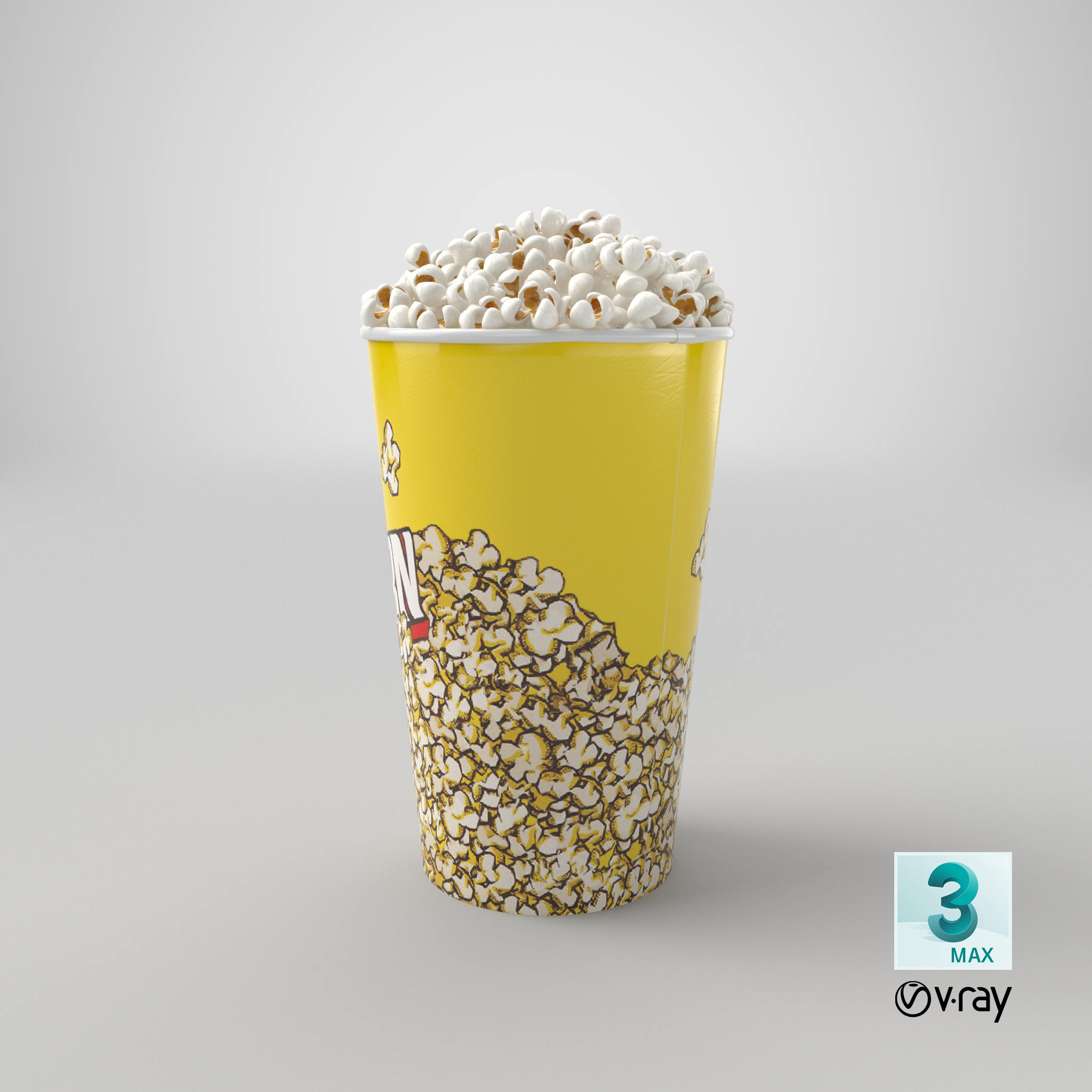 3D medium popcorn bucket popped - TurboSquid 1410138