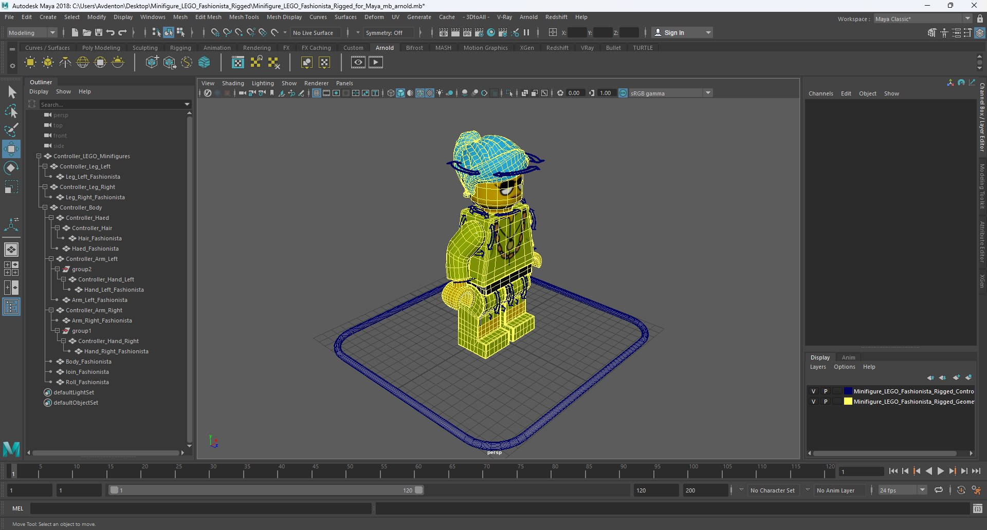 3D Minifigure LEGO Fashionista Rigged For Maya Model - TurboSquid 2296465