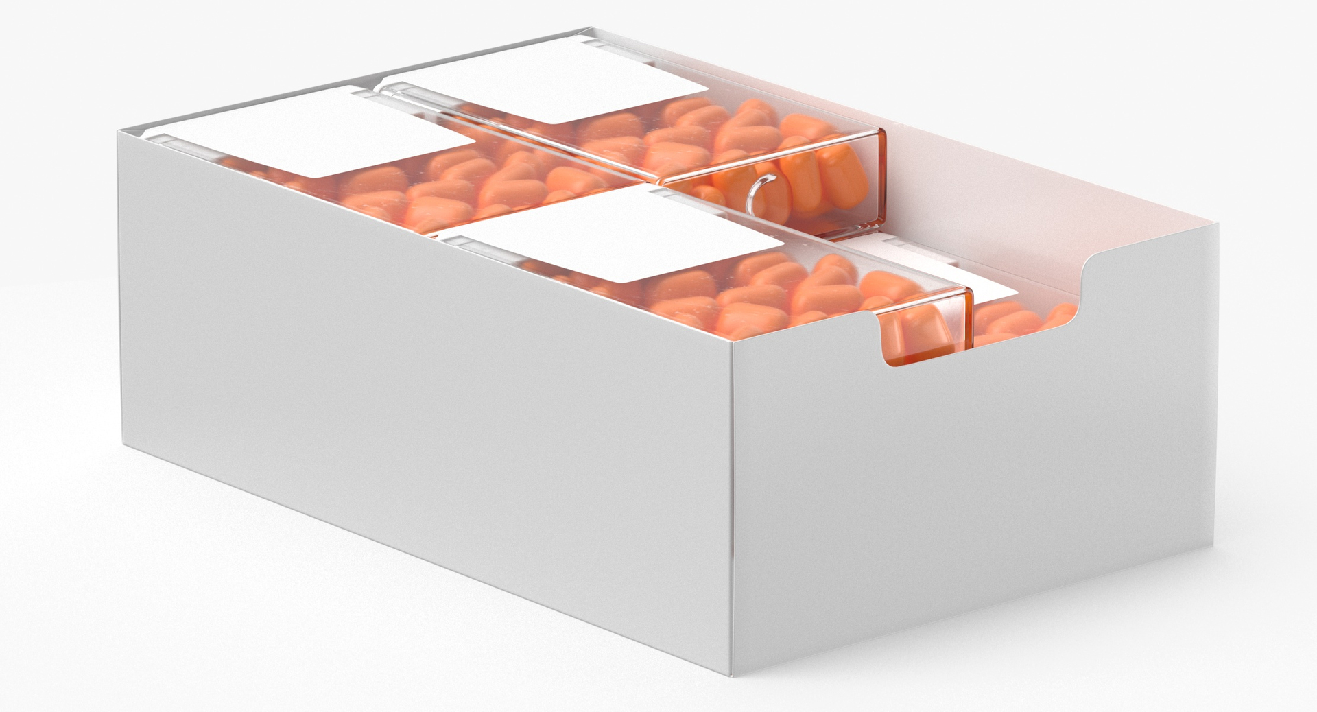 3D Tic Tacs Orange And White Missing Blank And Generic Box Model ...
