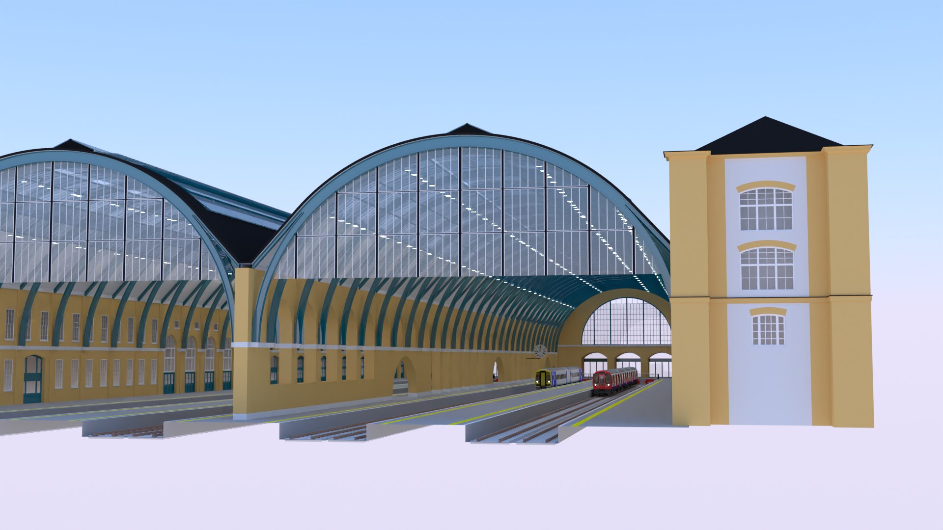 Kings Cross Station With Trains Model - TurboSquid 2289288