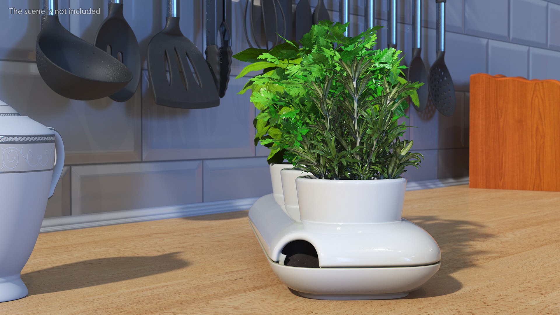 3D Trio Pot With Herbs Sagaform White Model - TurboSquid 2217924