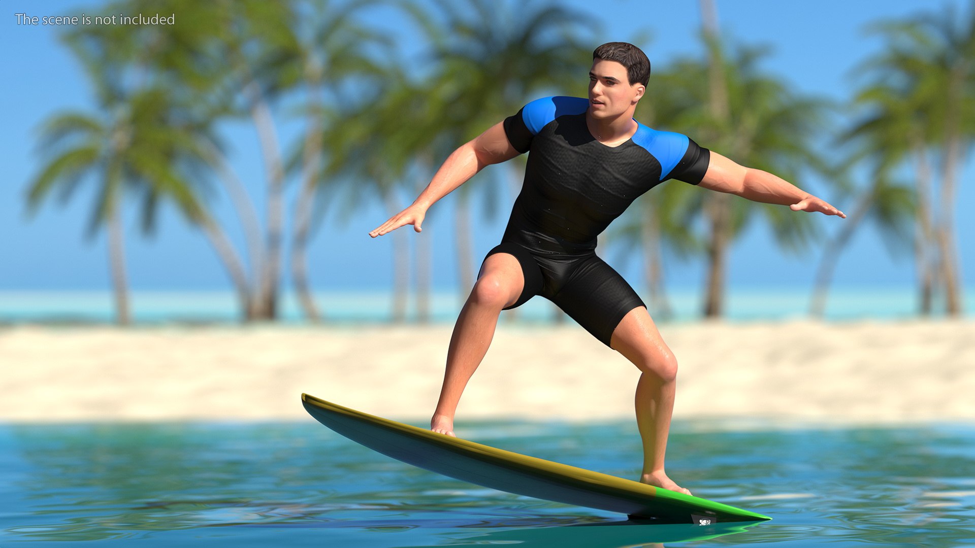 3D Man On Surfboard Model - TurboSquid 1907882