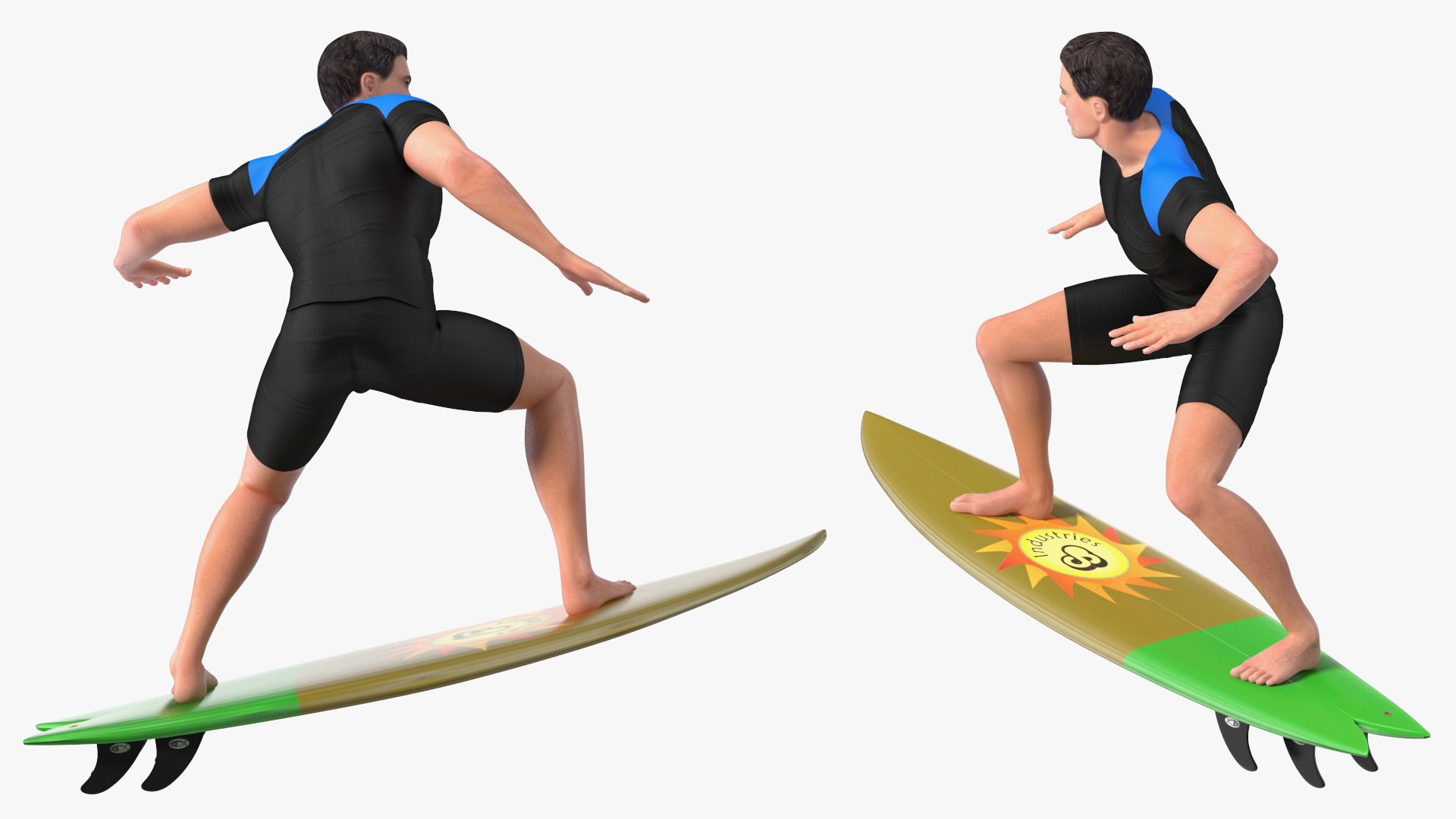 3D Man On Surfboard Model - TurboSquid 1907882