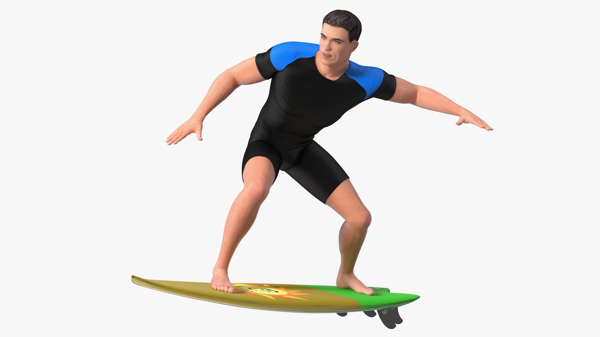3D Man On Surfboard Model - TurboSquid 1907882