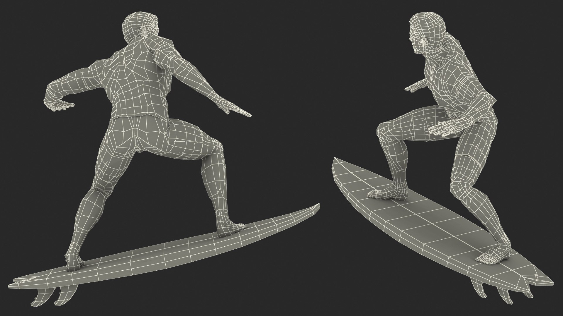3D Man On Surfboard model - TurboSquid 1907882