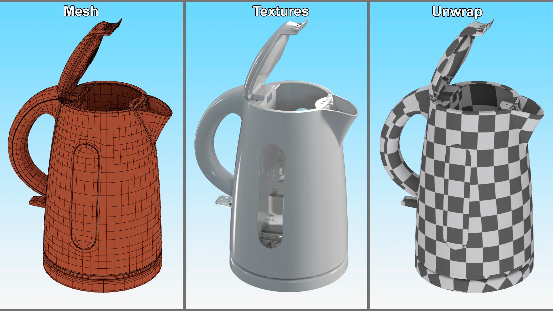 3D Model Electric Kettle With Water Open - TurboSquid 2296519