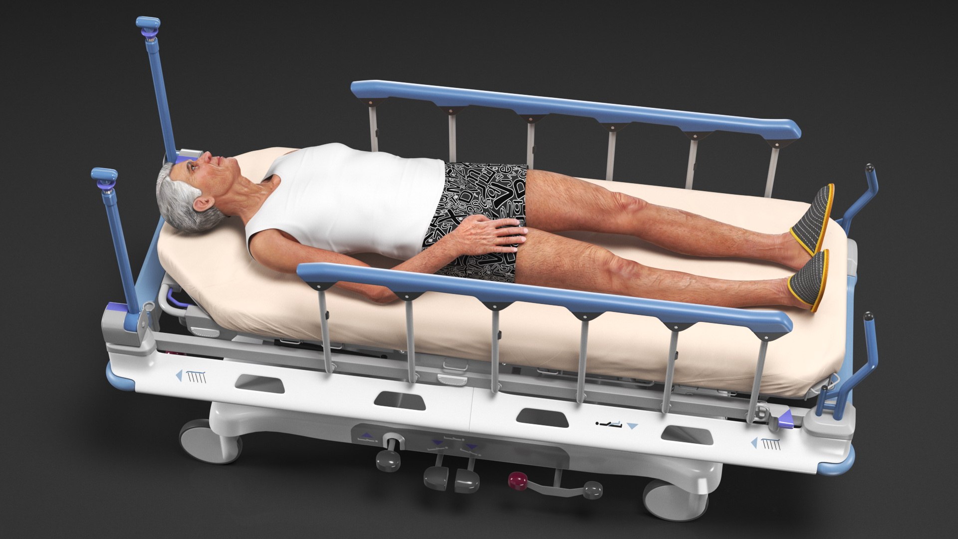 Emergency Transport Bed With Patient Model - TurboSquid 1771842