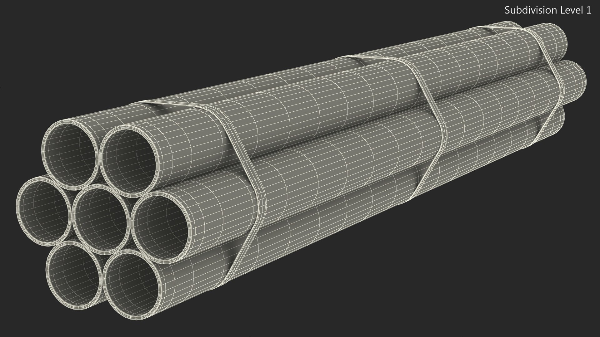 3D Thick Steel Pipes Bundle 2 Meters Model - TurboSquid 2211535
