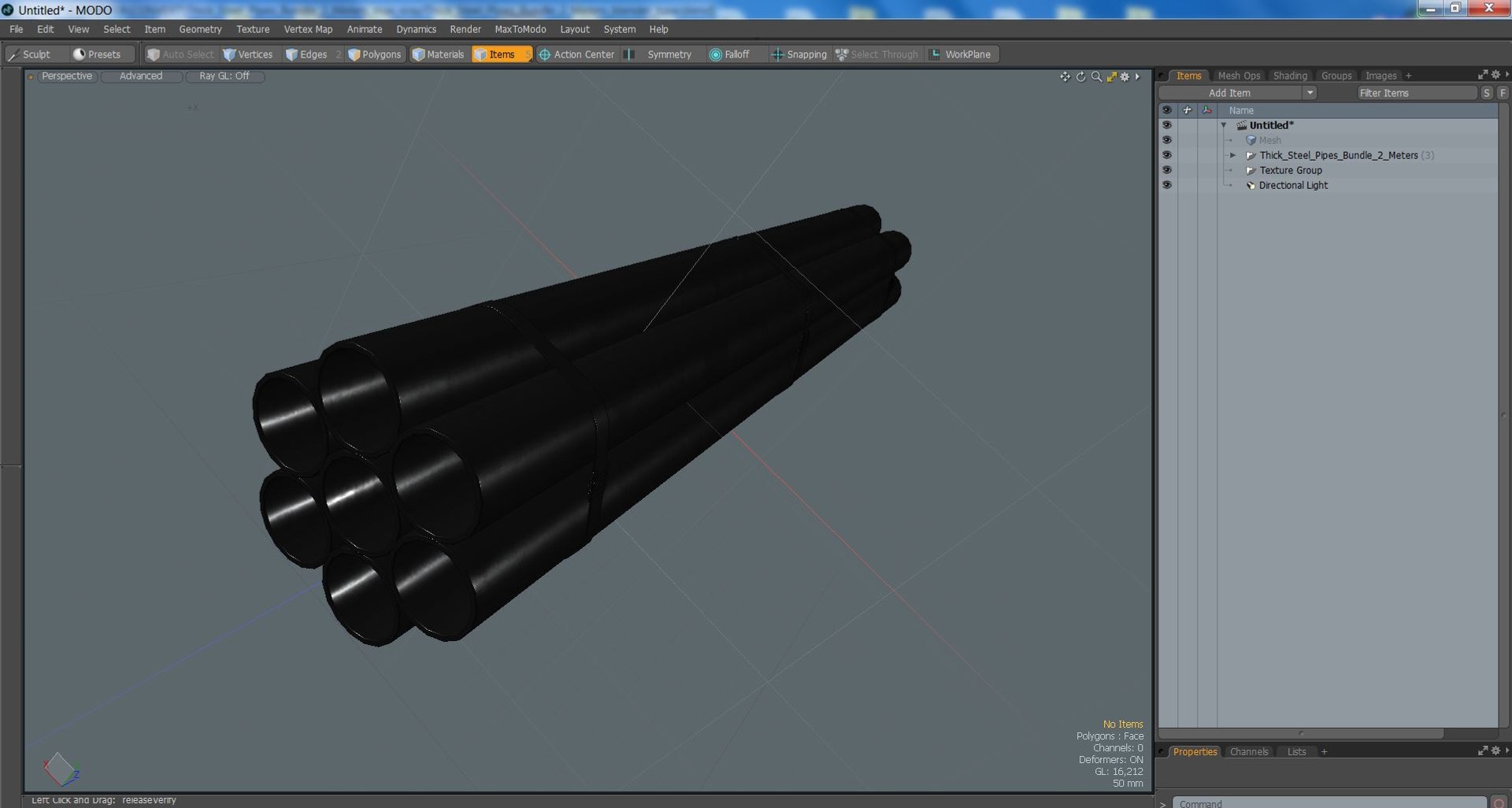 3D Thick Steel Pipes Bundle 2 Meters Model - TurboSquid 2211535