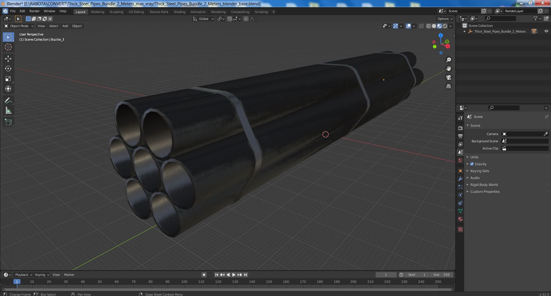3D Thick Steel Pipes Bundle 2 Meters Model - TurboSquid 2211535