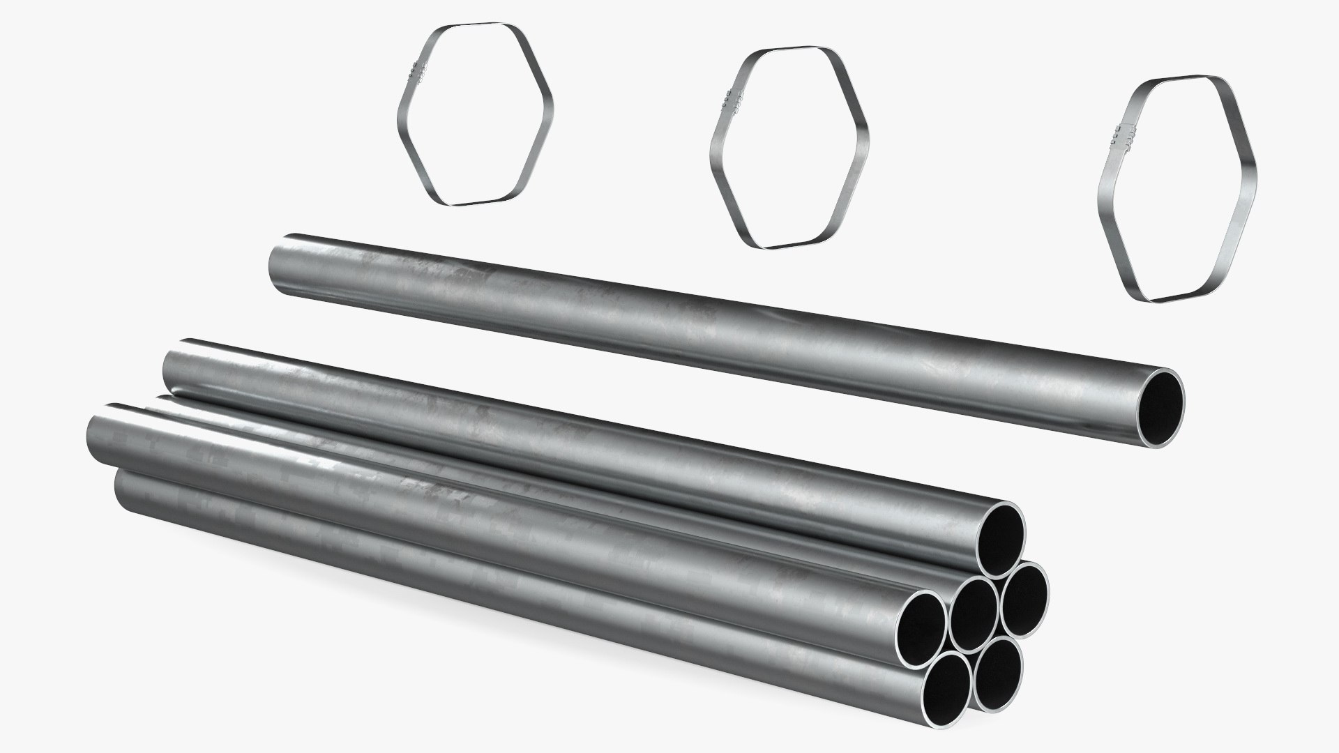 3D Thick Steel Pipes Bundle 2 Meters Model - TurboSquid 2211535