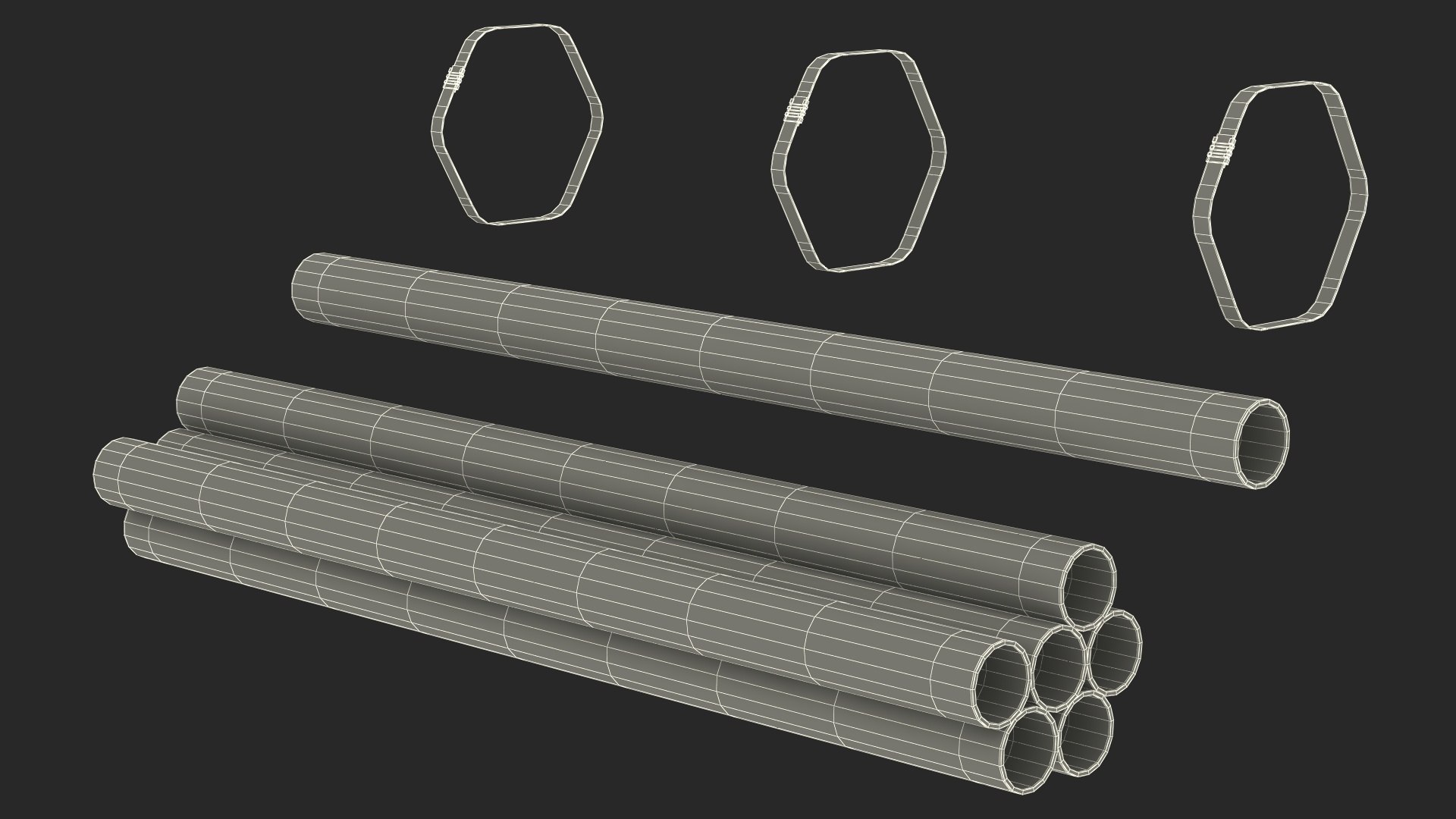 3D Thick Steel Pipes Bundle 2 Meters Model - TurboSquid 2211535
