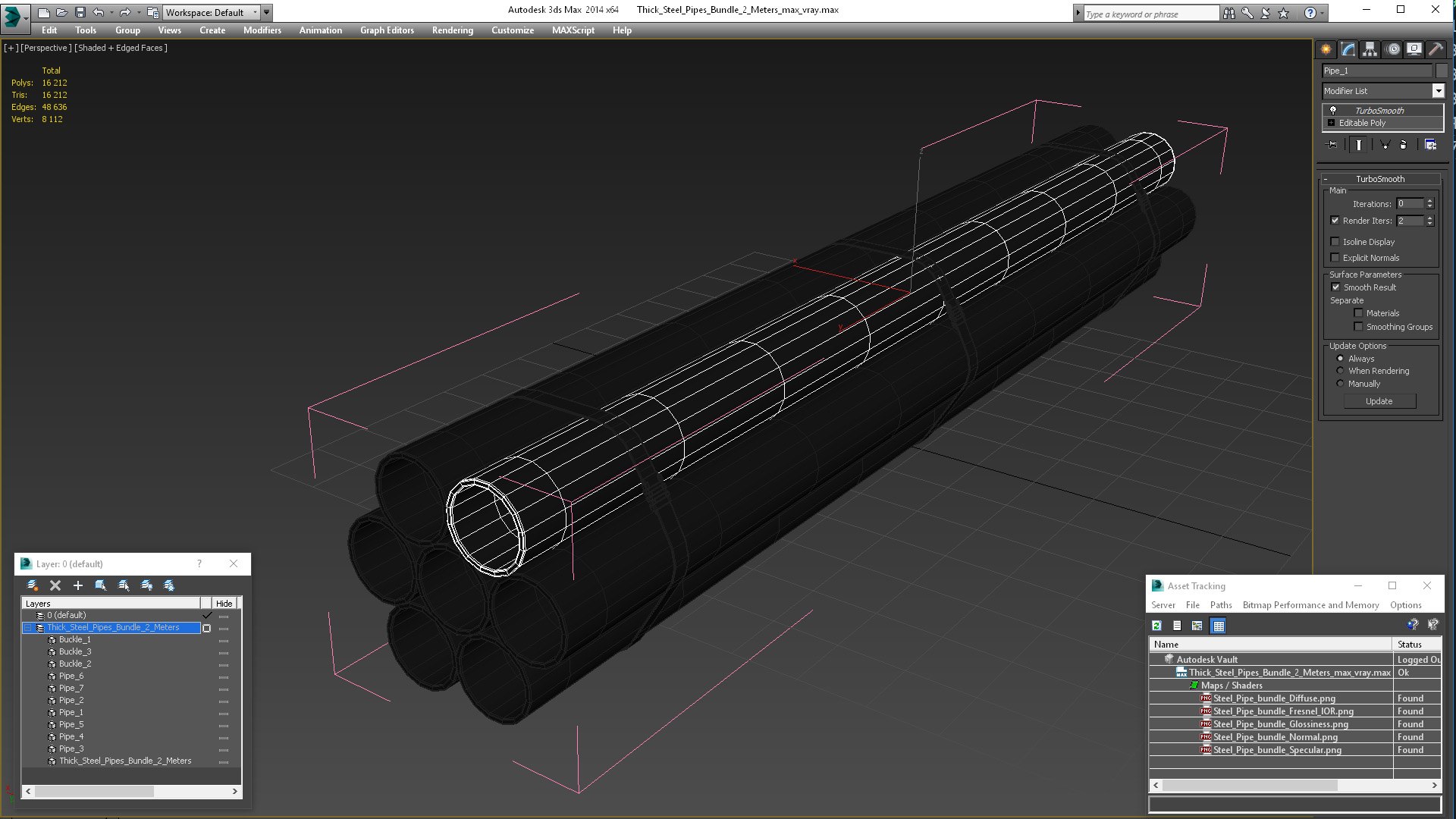 3D Thick Steel Pipes Bundle 2 Meters Model - TurboSquid 2211535
