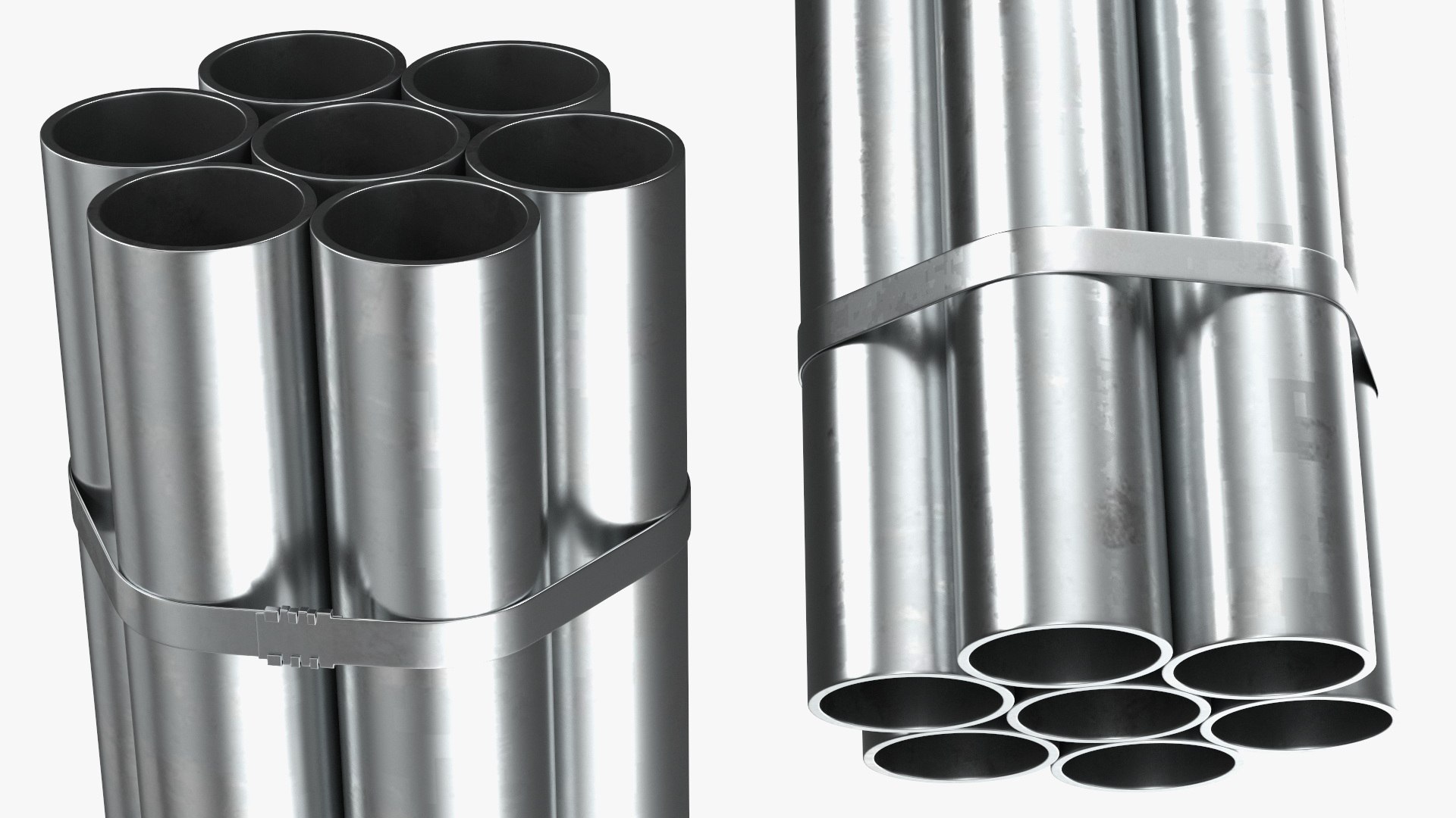 3D Thick Steel Pipes Bundle 2 Meters Model - TurboSquid 2211535