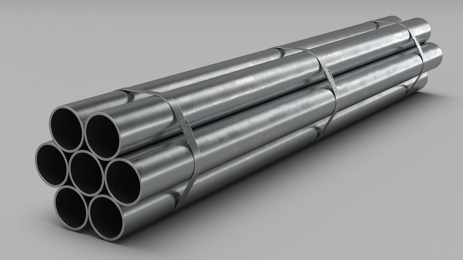 3D Thick Steel Pipes Bundle 2 Meters Model - TurboSquid 2211535