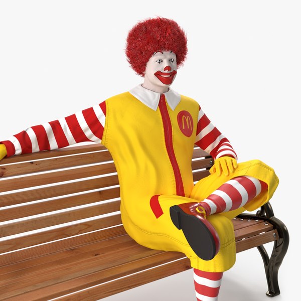 modelo 3d Pose de payaso sentado en banco de McDonald's Piel para Maya ...