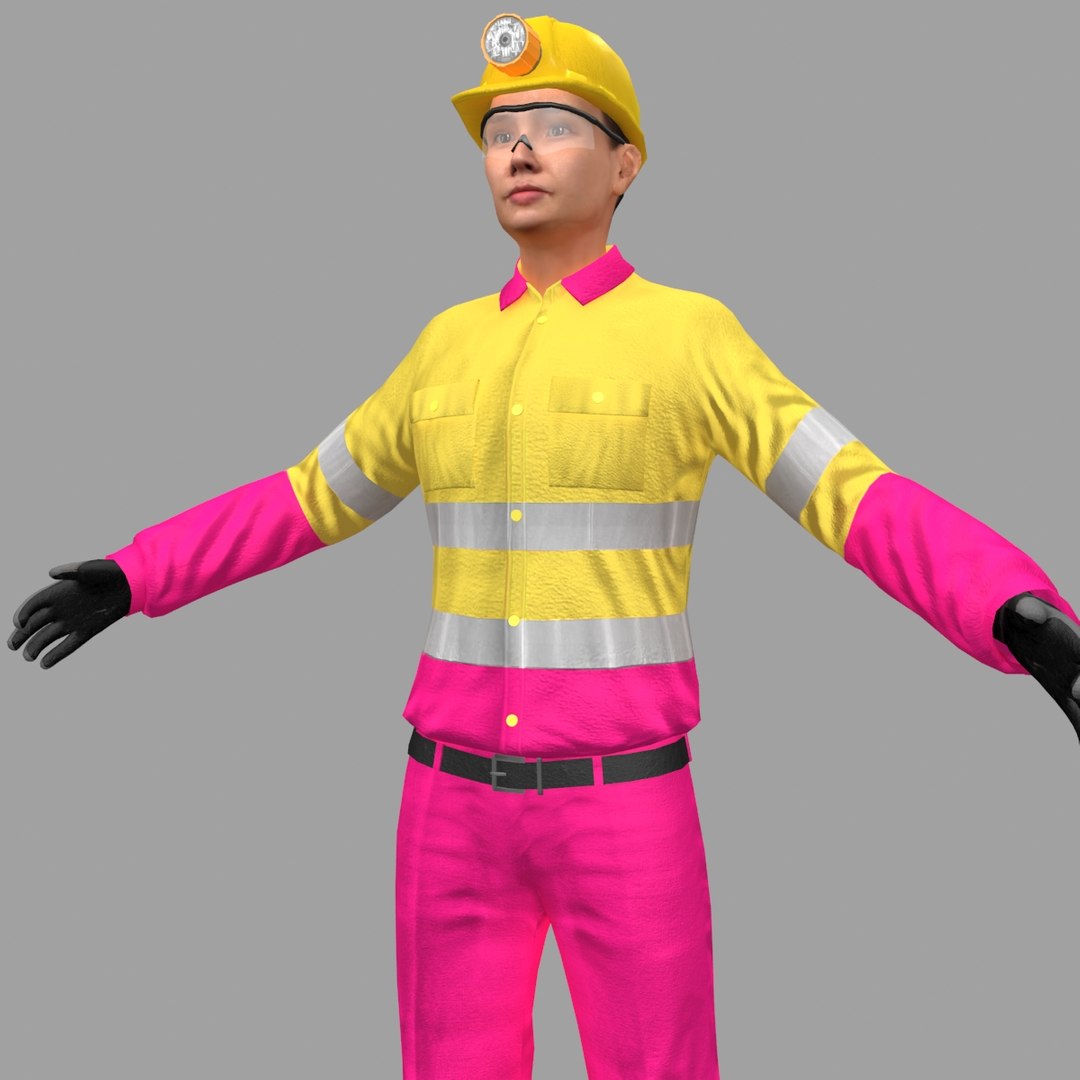 3D female miner worker 4 - TurboSquid 1355844