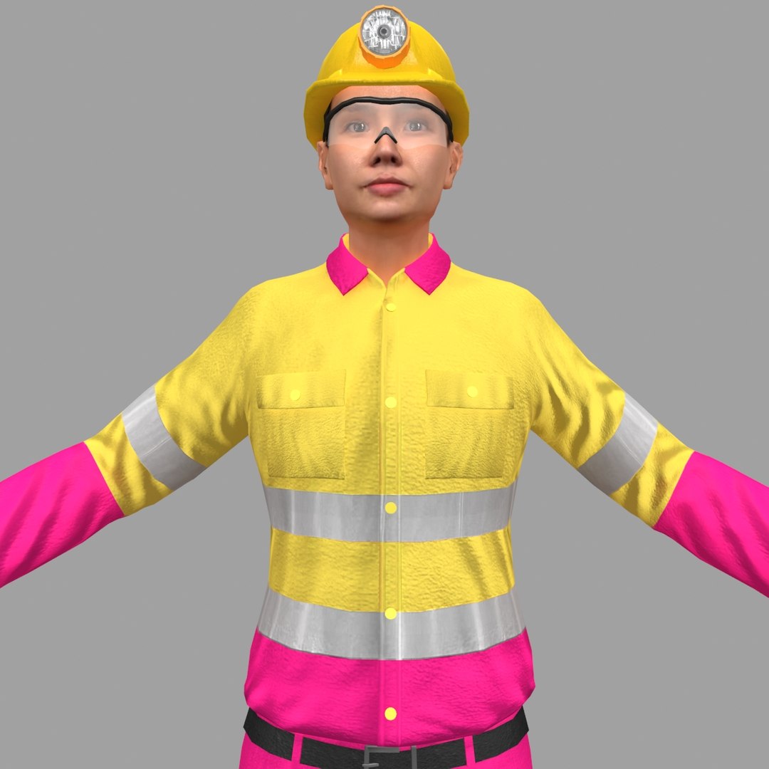 3D female miner worker 4 - TurboSquid 1355844
