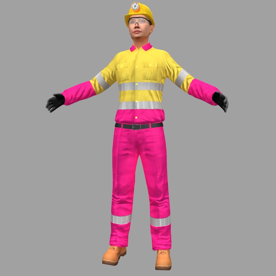 3D female miner worker 4 - TurboSquid 1355844