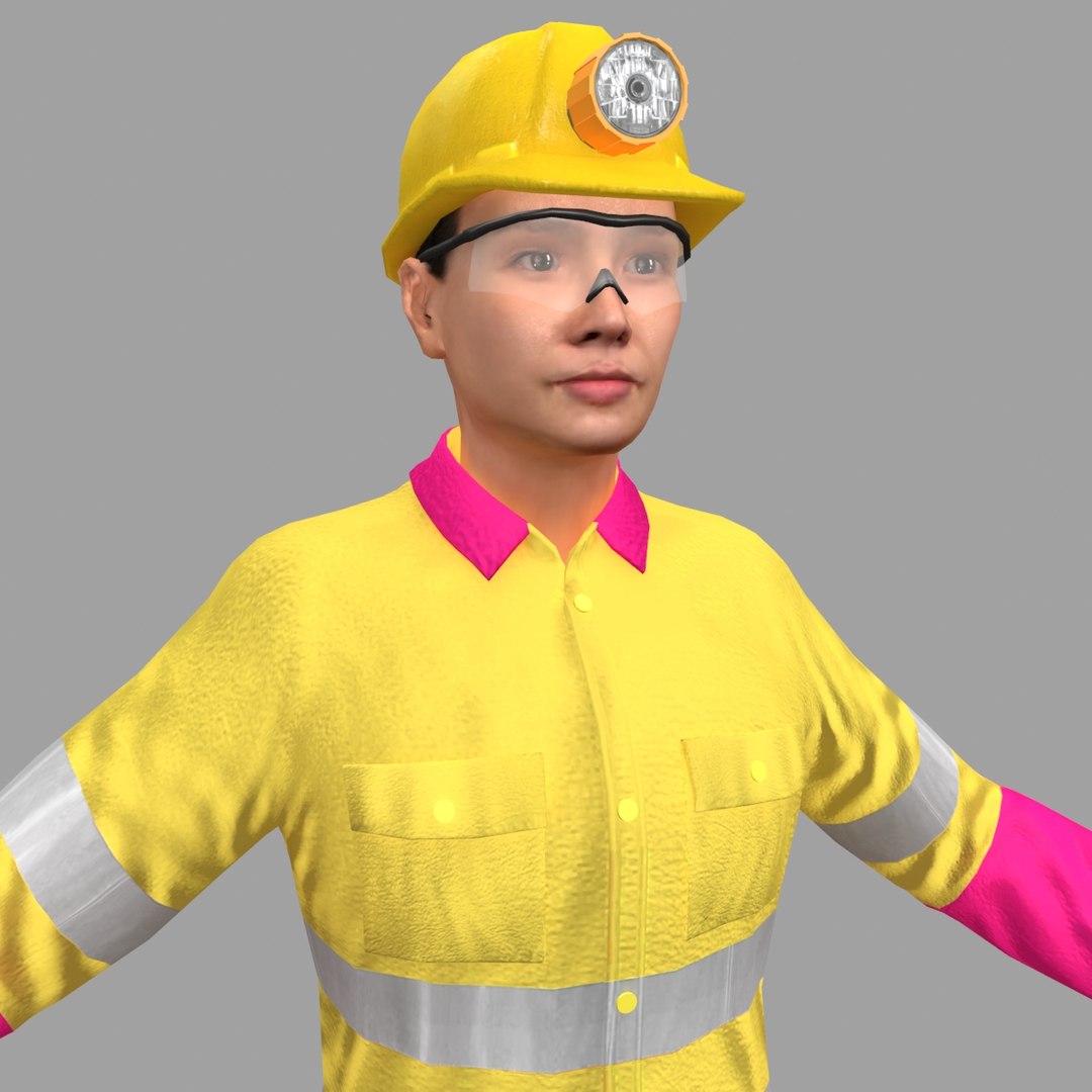 3D female miner worker 4 - TurboSquid 1355844