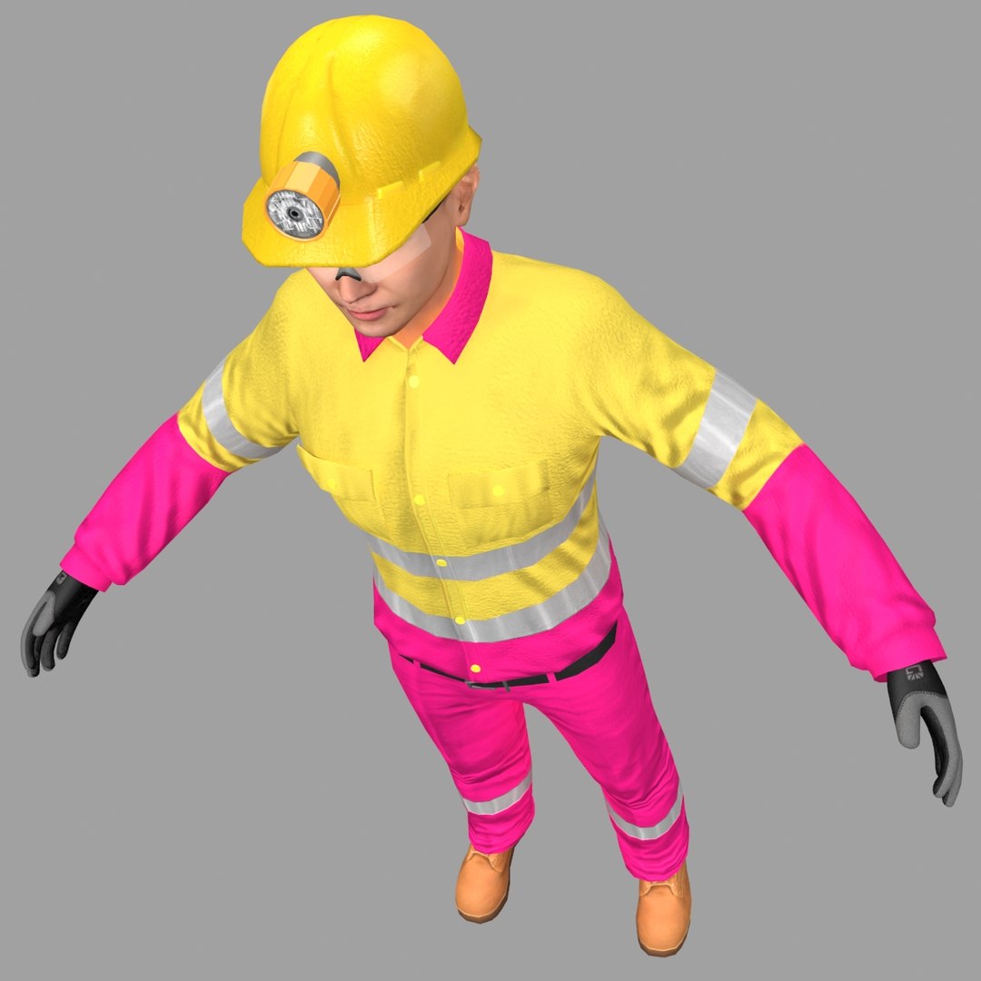 3D female miner worker 4 - TurboSquid 1355844