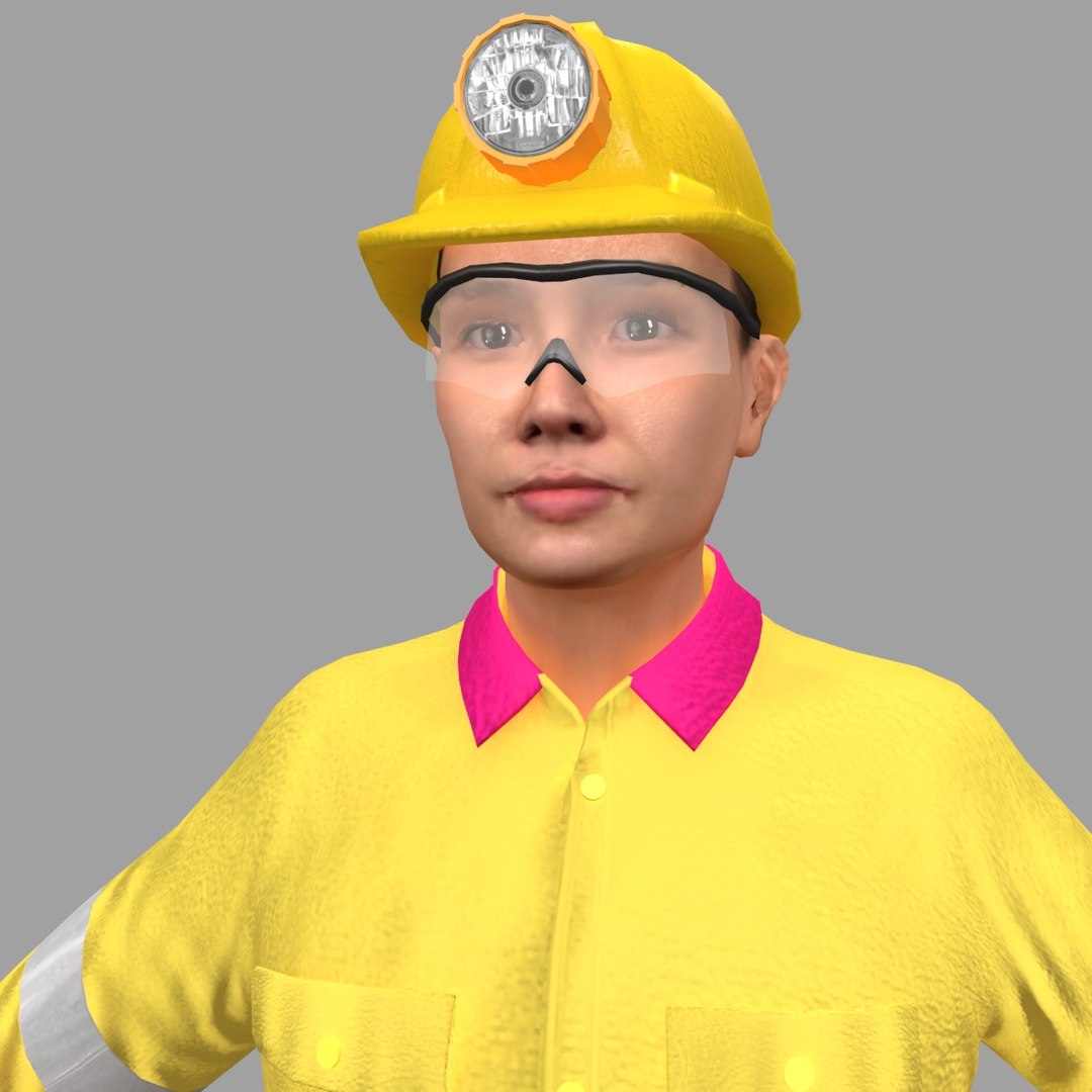 3D female miner worker 4 - TurboSquid 1355844