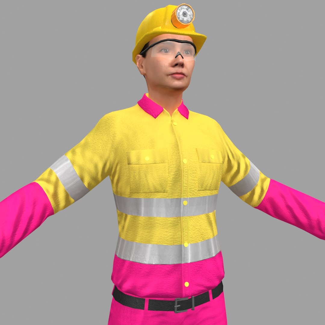 3D female miner worker 4 - TurboSquid 1355844