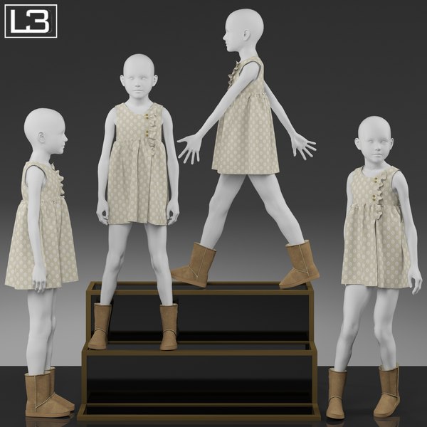 kid mannequin clothes 3d max