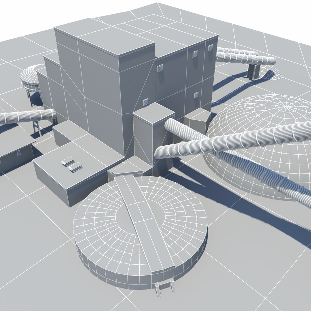 industrial processing units buildings 3d 3ds