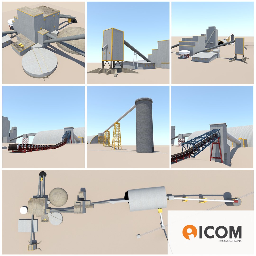 industrial processing units buildings 3d 3ds