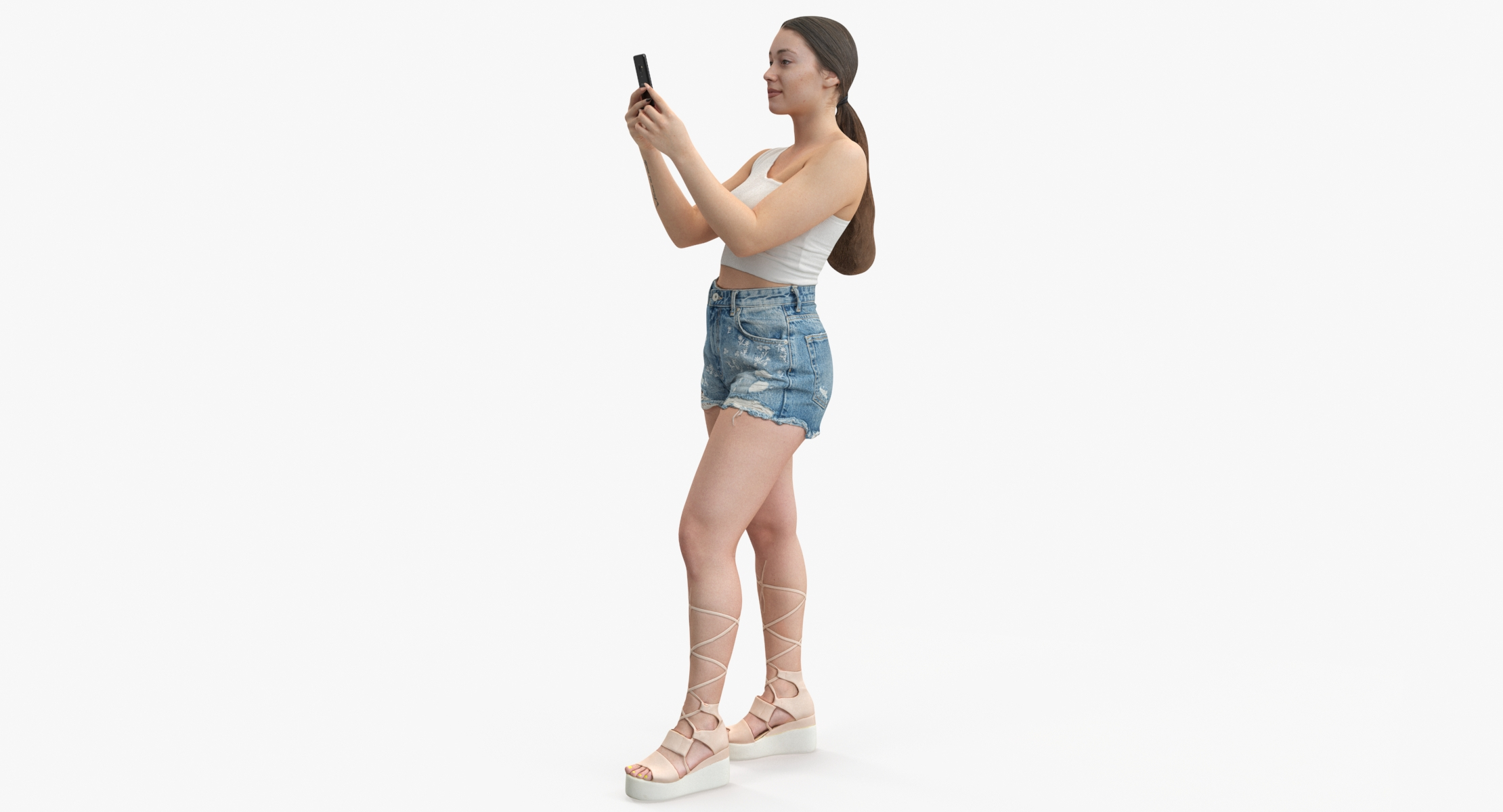 3D Freya Casual Summer Interacting Pose 01 With Phone - TurboSquid 1906854