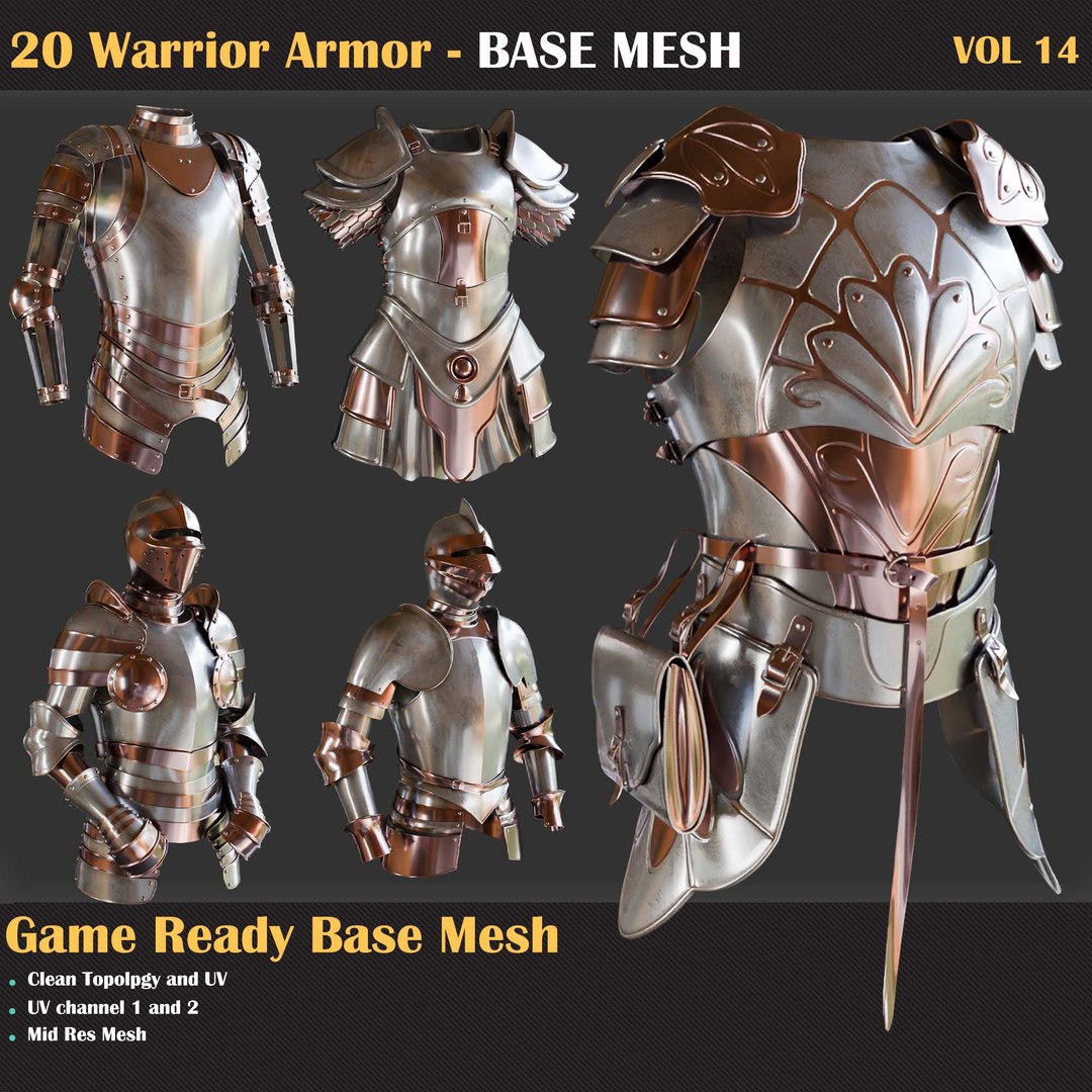 modelo 3d 20 MALLA BASE de Armadura de Guerrero - VOL 14 - TurboSquid ...
